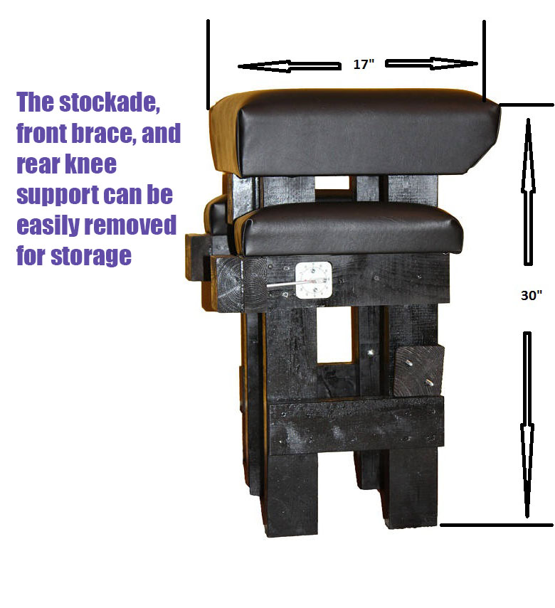 Plus size stockade bench with time release handcuffs, Robospanker.com